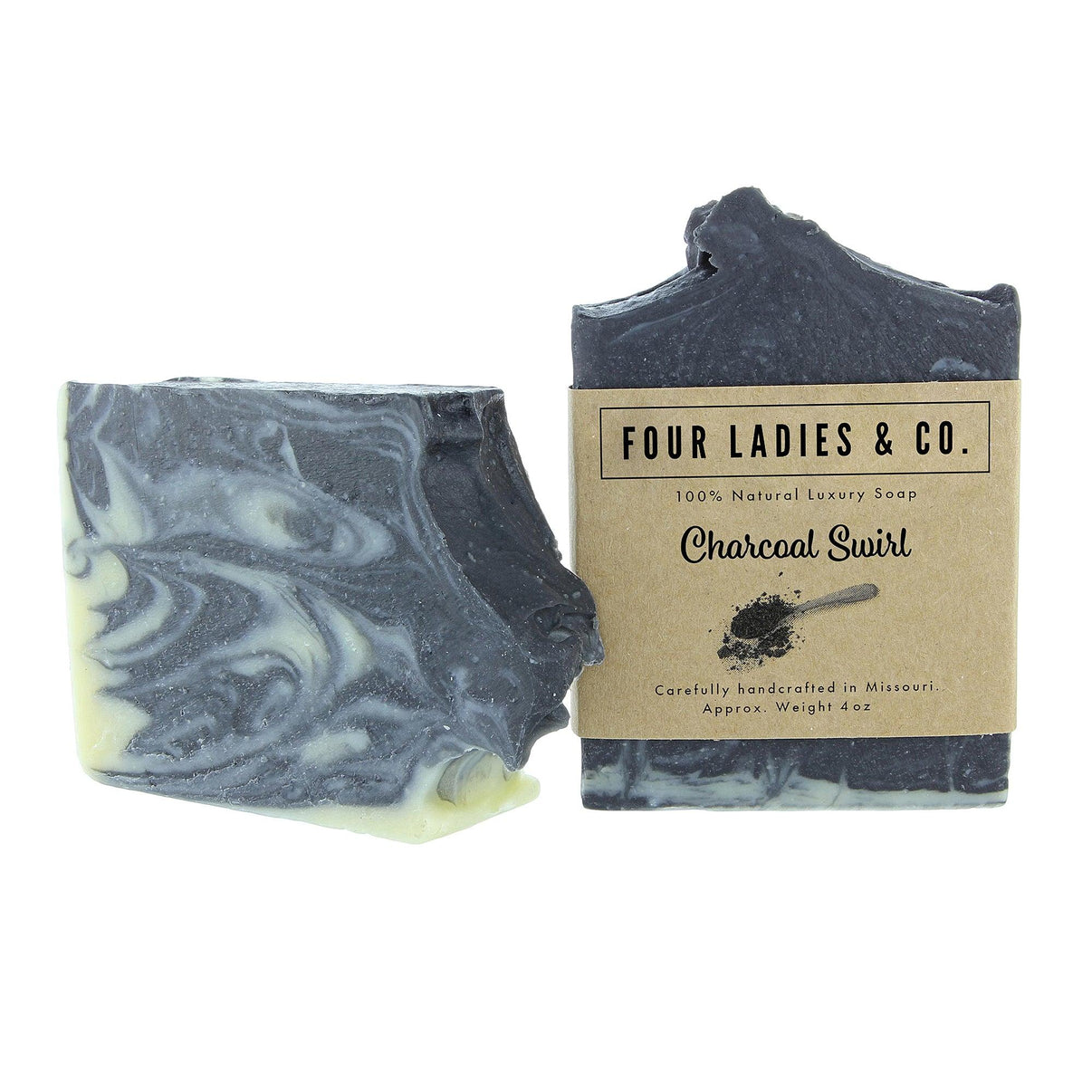 Charcoal Swirl Bar Soap | Made with Coconut Milk – Four Ladies & Co.