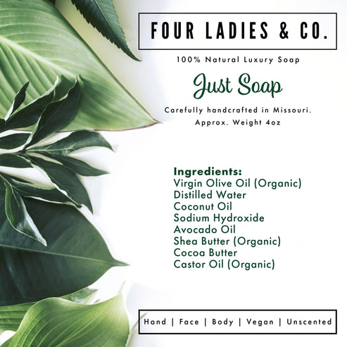 Just Soap Bar Soap | Made with Distilled Water – Four Ladies & Co.